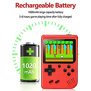 Retro Handheld Game Consoles, Portable Mini Video Game Console with 500 Classical FC Games, 3-Inch Color Screen Support for Connecting TV & Two Players (Red)