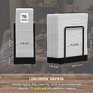 Napkin Holder for Table, Bamboo Iron Standing Napkin Dispenser for Kitchen Dining Table Farmhouse Cocktail Picnic Bar Rustic Wood Holders for Paper Mail Bills Suitable for All Dining Room Decors Black