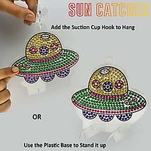 Big Gem Diamond Painting Craft Kit for Kids, Stickers and Suncatchers (Outer Space)