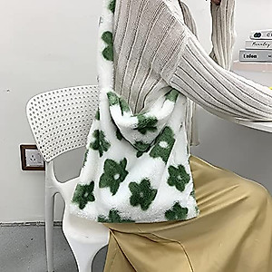 Fluffy Tote Bag Y2K Long Strap Furry Tote Bag Large Cute Plush Bag Women Fluffy Purse for Autumn and Winter