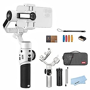 Zhiyun Smooth 5S Combo white Gimbal Stabilizer for Smartphone for iPhone 14 13 12 11 SE XS XR X 8 Pro Max Plus Samsung Android YouTube Tiktok Vlogging, Zhiyun Smooth 5 Phone Gimbal upgraded version