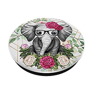 Elephant Sunflower Rose - Cute Elephant Animal Love PopSockets Grip and Stand for Phones and Tablets