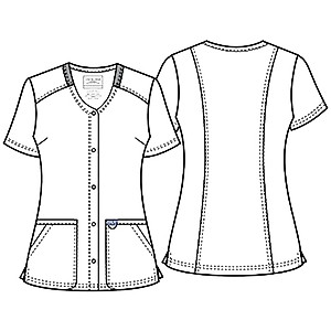 Cherokee Women Scrubs Top Workwear Revolution Snap Front V-Neck WW622, L, Black