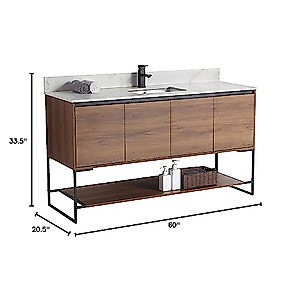 Fine Fixtures 60 Inch Bathroom Vanity with Sink - Modern Knob Free Design, Elegant Space-Saving Solution for Your Bathroom - Durable, Bathroom Vanities for a Contemporary Look - Urbania Collection