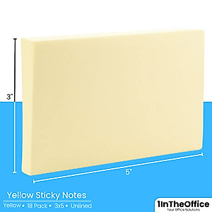 1InTheOffice Yellow Sticky Notes 3x5 Unlined, Self Stick Note Pads,100-Sheet, 18/Pack