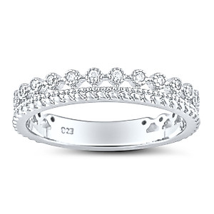 SILVERCLOSEOUT Sterling Silver Double Row Cz Eternity Ring - Size 8