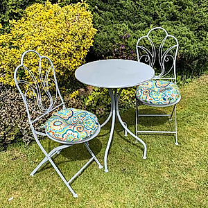 LVTXIII Outdoor Seat Cushions All Weather Patio Chair Pads with Ties, Comfortable Round Bistro Chair Cushions for Home Office and Patio Garden Furniture Decoration 15”x15”x4”, Set of 2, Flower Blue