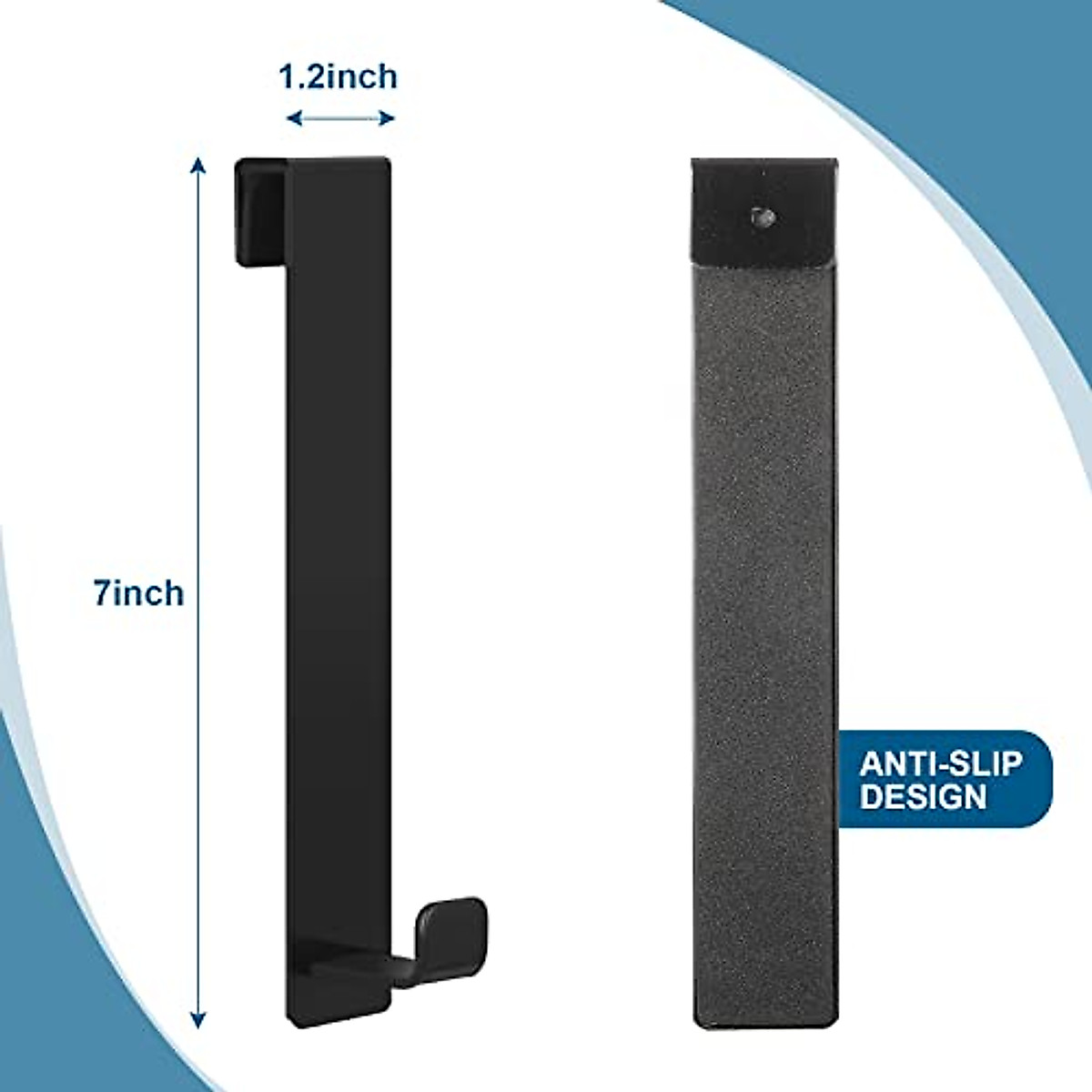 Towel Hooks 4 Pack Stainless Steel Bathroom Towel Holder Square Black Wall Hook Over Shower Door Towel Rack Wall Mounted Matte Black Hooks Heavy Duty Door Hanger for Frameless Glass Shower Door