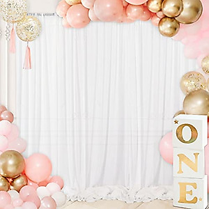 White Backdrop Curtain Wedding Backdrop 10ft x 10ft Chiffon Backdrop for Wedding Arch Birthday Party Banquet Decorations
