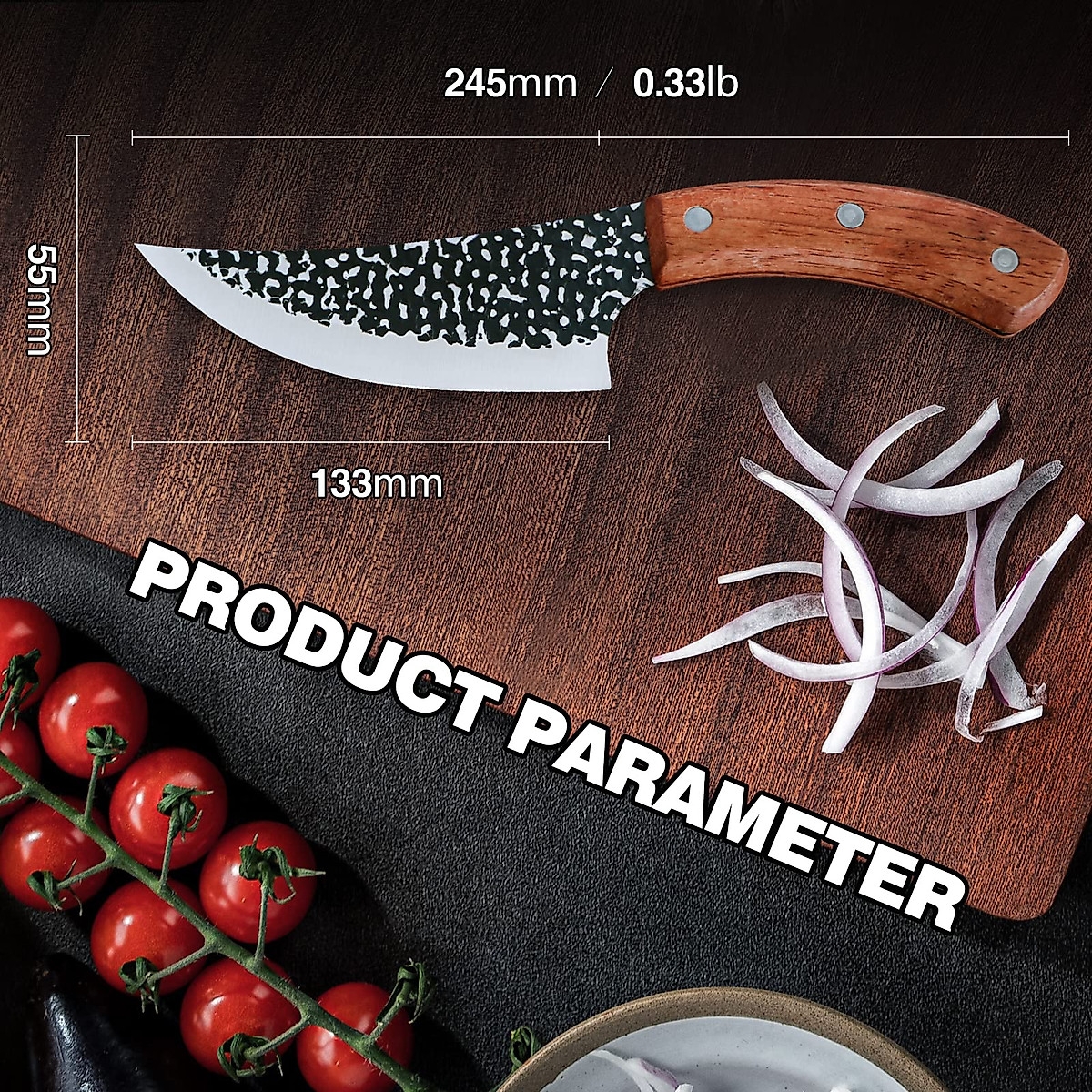 FONGSING Viking Knife cuchillos para carniceria Chef knife Butcher Knife Forged Boning Knives pocket knife husk knife hunting knife Camping knife is suitable for meat cutting BBQ Family Gathering