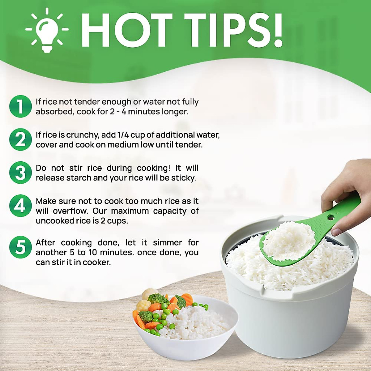 Microwave Rice Cooker 8 Cup Easy-Use Easy-Clean Microwaveable Brown White Rice Pasta Noodle Vegetable Cookware Plastic Rice Cooker Full Set with Lid Spatula Measuring Cup for Meal Prep Cooker