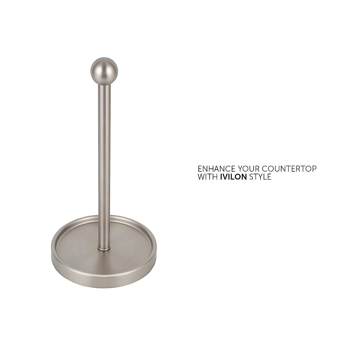 Ivilon Countertop Paper Towel Holder - Modern Sleek Ball Minimalist Design - Color Brushed Nickel