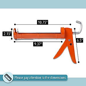 Bates- Caulking Gun, 10:1 Thrust Ratio, Orange, Caulking Tool Gun, Caulk Gun No Drip, Hand Caulking Guns, Silicone Gun, Caulking Gun Tool, No Drip Caulk Gun, Caulk Guns, Caulking Gun Dripless