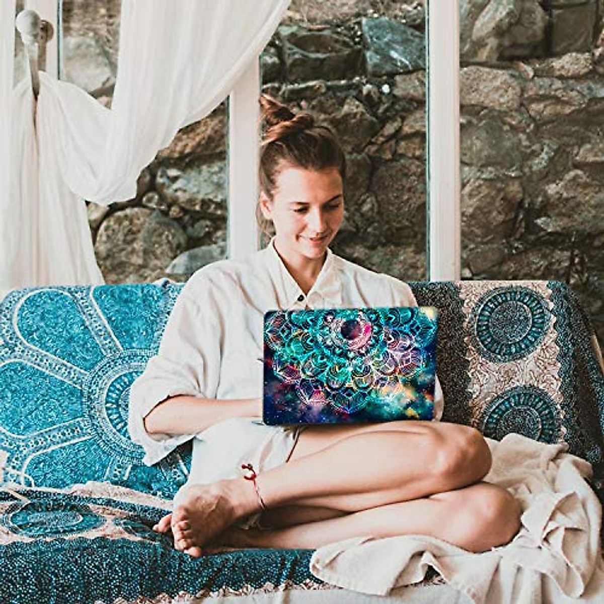 iCasso Compatible with MacBook Air 13 inch Case (Release 2010-2017 Older Version), Hard Shell Plastic Protective Case & Keyboard Cover Only for MacBook Air 13 Inch Model A1369/A1466 - Nebula Mandala