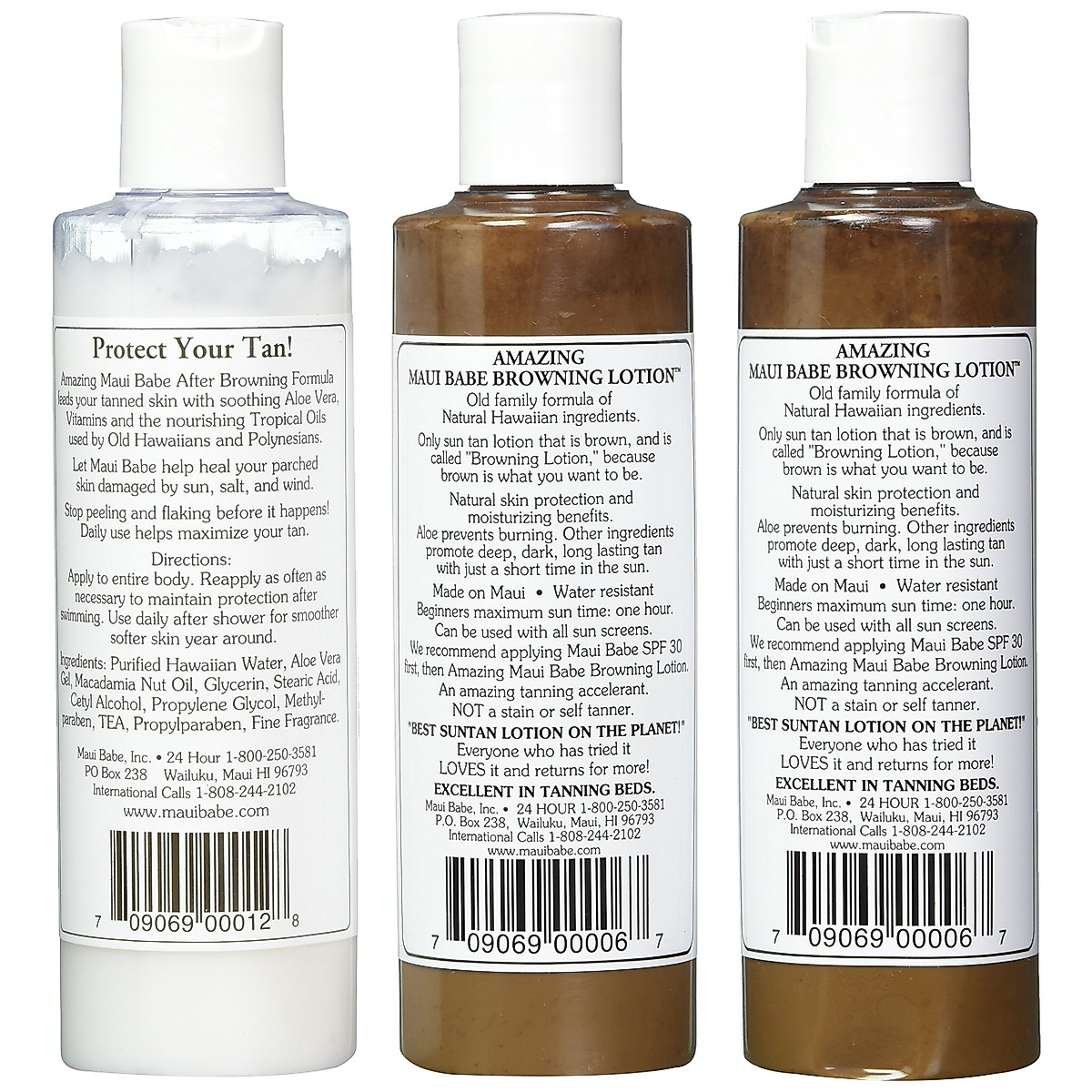 Maui Babe Tanning Pack (2 Browning Lotions 8 oz, 1 After Browning Lotion 8 oz), (Pack of 3)