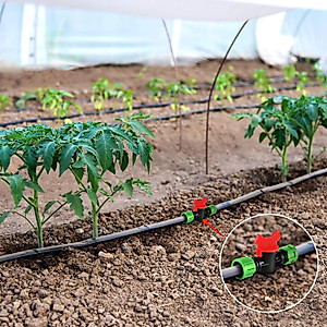 Hotop 6 Pieces Drip Irrigation Shut-Off Valve 1/2 Inch Universal Drip Irrigation Tubing Coupling Valve, Compatible with 16-17mm Drip Tape Tubing Sprinkler System (Green Red)