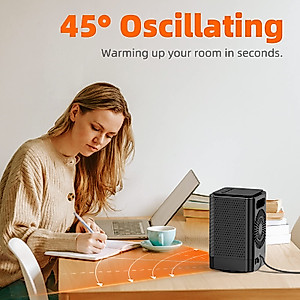 Space Heater, Portable Oscillating Heaters for Indoor Use, 3 Adjustable Heating Mode with Tip-over & Overheating Protection for Office Desk