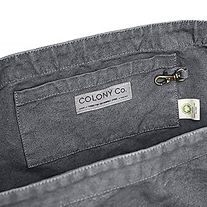 COLONY CO The Farmers Market Bag - Organic Cotton Canvas - Crossbody Sling Design - Cargo Pockets - Comfortable Wide Strap for Easy Carrying - Foldable - Washable - Durable, Strong - Gray - Made