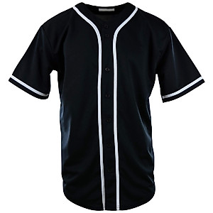 ChoiceApparel Mens Baseball Team Jerseys (Large, 077-Black)