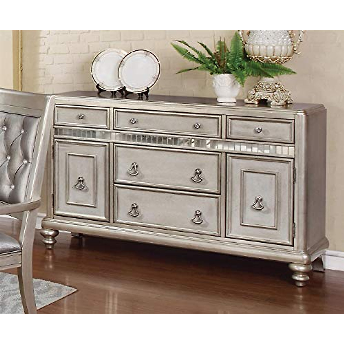 Coaster Home Furnishings Bling Game 5-Drawer Dining Server Metallic Platinum 106475