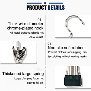 Hangers Clips,Stainless Hooks for Closet Hooks,Laundry Hanging Hooks,Travel Portable Clothes,Boot Tall Towel Hats Socks Pants and Bras (10, Black)