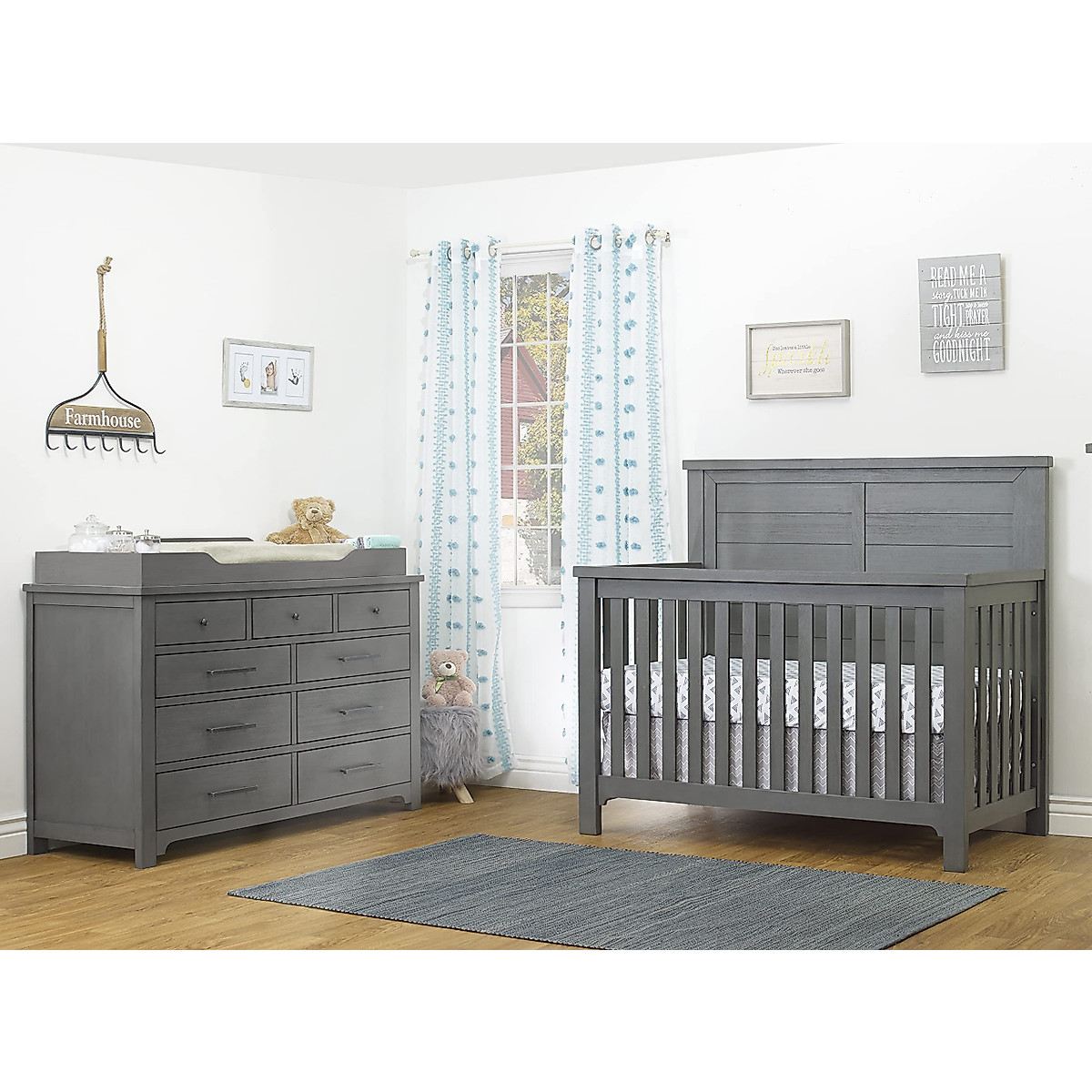 Sorelle Furniture Changing Table Topper for Dresser, Dressing and Diaper Changing Solution for Baby Dresser, Nursery Furniture-Grigio