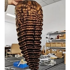 Highlight Ombre Curly 100% Human Hair Hair Wig HD Transparent 13x4 Lace Front Blonde Deep Wave For Women (30)