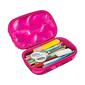 ZIPIT Wavy Pencil Box for Girls | Fidget Box | Silicon Sensory Case | Large Capacity Pencil Case (Pink)