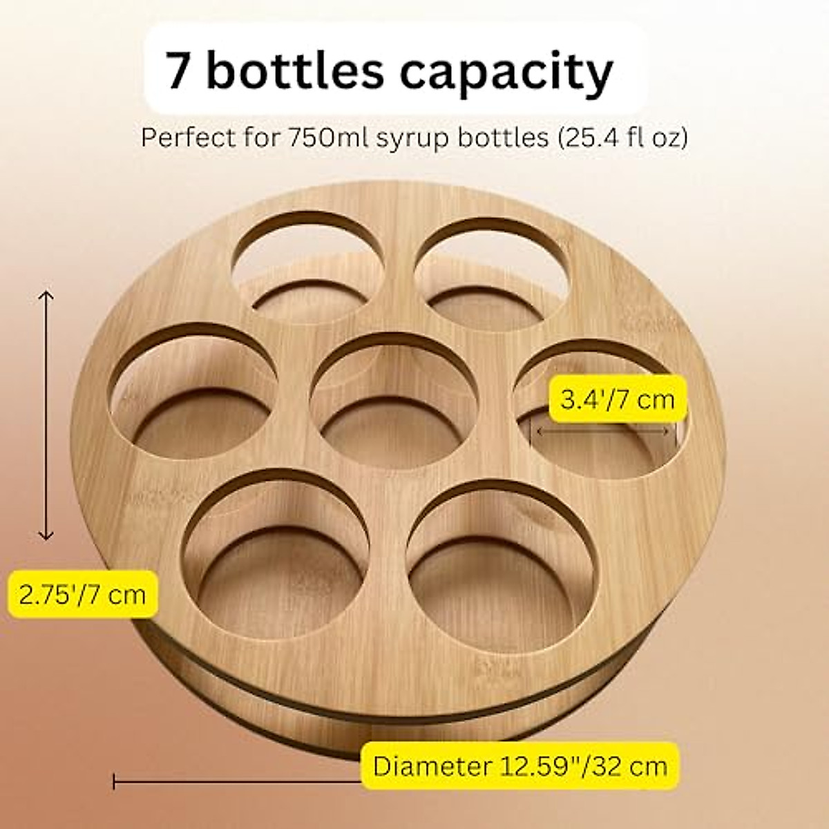 Moonkasa Coffee Syrup Organizer, 7 Bottles Capacity Syrup Bottle Holder Stand, Ideal for Countertop, Coffee Bar Organization or as a Wine Holder