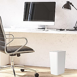 Odonata 3 Pack 10L / 2.6 Gallon Small Trash Can with Lid, Slim Garbage Can with Pop-Up Lid, Waste Basket for Bathroom, Kitchen, Bedroom, Powder Room, Craft Room, Office, College,RV.(Off White)