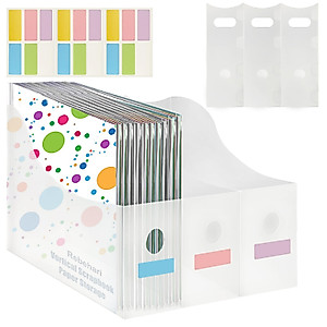 Rebehari 12"x12" Paper Storage Organizer, Vertical Scrapbook Paper Storage with 12 Pcs Sticky Index Tabs, 6 Pcs Foldable Scrapbook Paper Storage Organizer for Files, Cardstock, Magazines, Documents