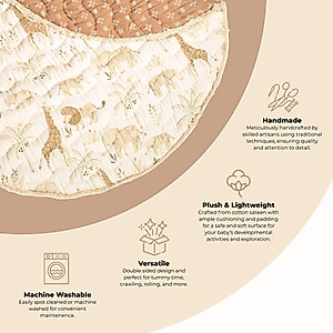 Crane Baby Activity Mat, Infant and Baby Quilted Playmat for Boys and Girls, Safari Animal, 40” x 40”