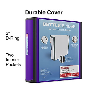Staples 895621 Better 3-Inch Slant D 3-Ring View Binder Purple (20246)