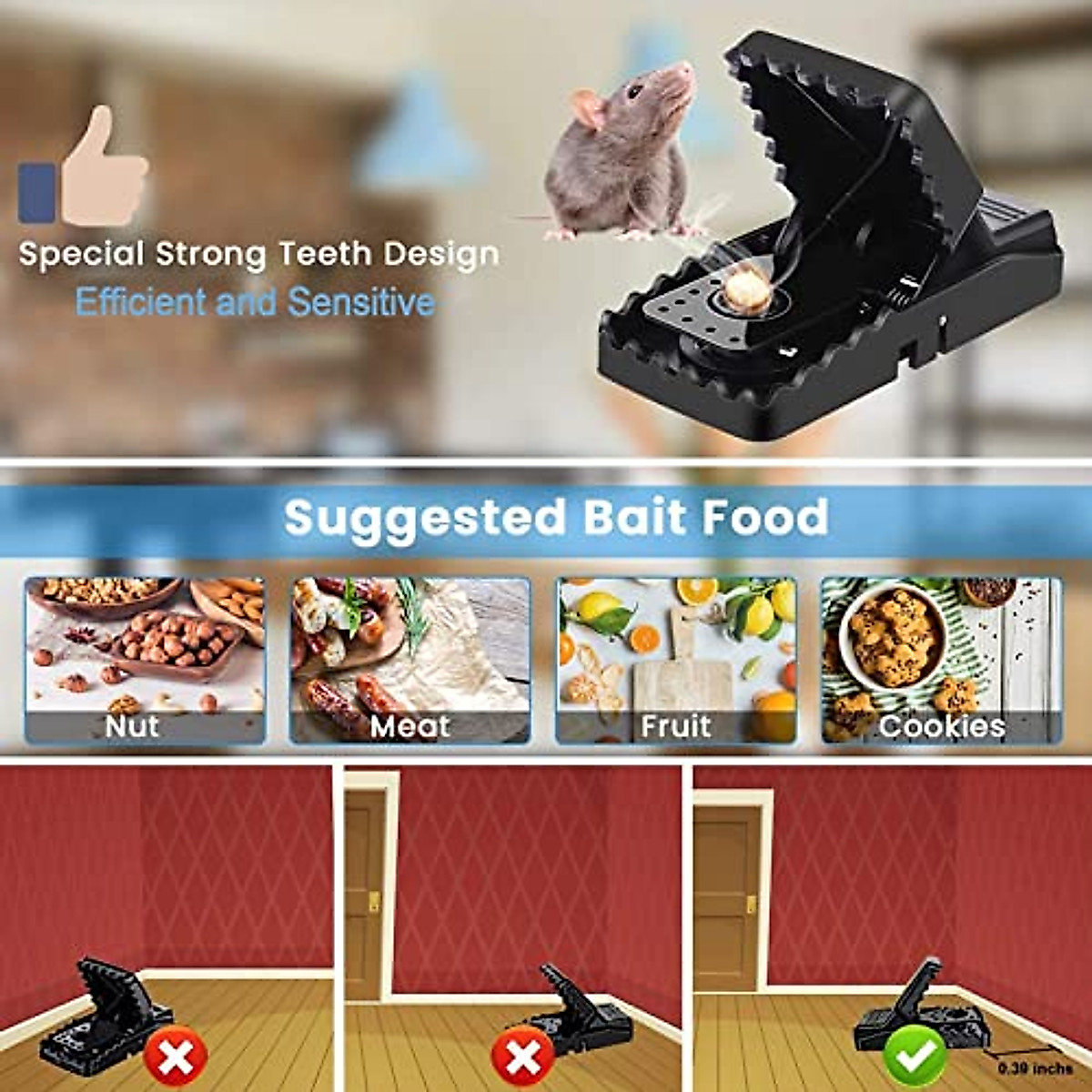 Mouse Trap, Rats Mice Trap That Work Mice Snap Trap 100% Remove Mouse Catcher - Quick Effective Sanitary Reusable Easy Setup,Safe for Families and Pet,Home Indoor Outdoor Use - 12 Pack