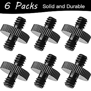 1/4" Male to 1/4" Male Threaded Tripod Screw Adapter Double Head Stud Standard Mounting Thread Converter for Camera Cage Mount Light Stand Monopo Shoulder Rig Tripod Black-6 Packs
