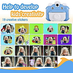Barchrons Instant Print Digital Kids Camera 1080P Rechargeable Kids Camera Video Camera with 32G SD Card for 6-12 Years Old Birthday Gift