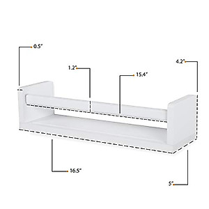 Wallniture Madrid Floating Shelves Wall Bookshelves, Wood White Bookshelf for Kids Books, Picture Frames, Nursery Wall Decor Set of 3