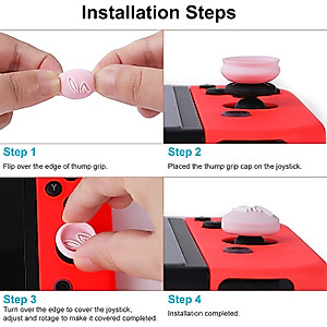 PERFECTSIGHT Cute Switch Thumb Grip Caps Compatible with Nintendo Switch OLED/Lite Console, Kawaii Soft Silicone Analog Stick Button Cover for NS Joycon Controller, 4PCS Joystick Cap for Kirby Fans