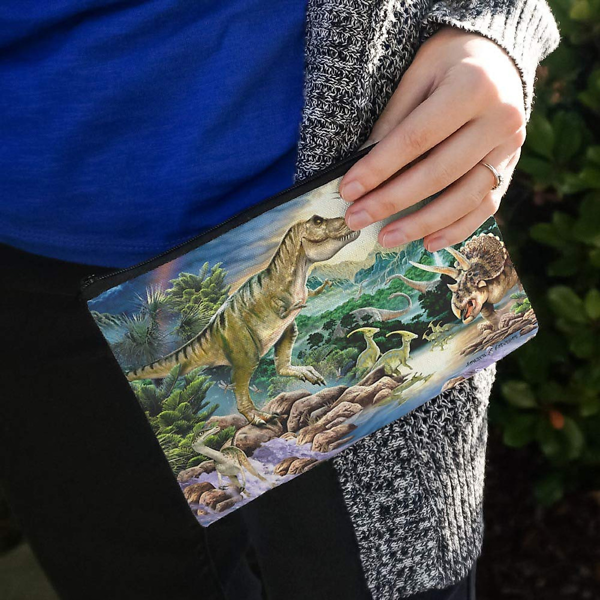 Tyranosaur T-Rex Jurassic Sunset Pencil Pen Organizer Zipper Pouch Case