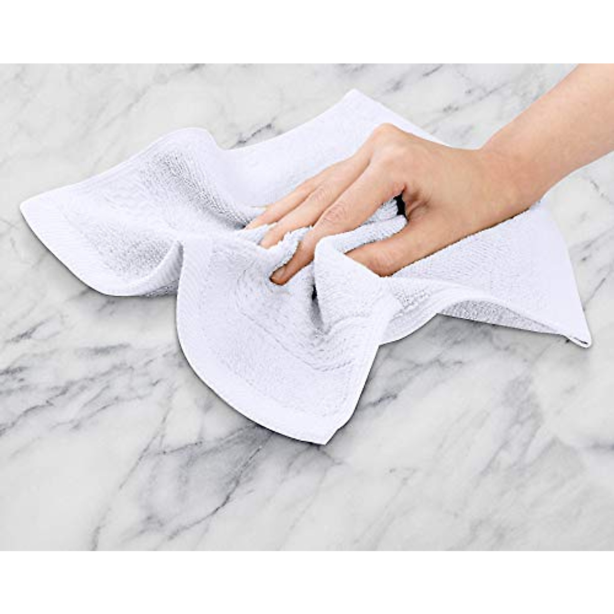 Utopia Towels Premium Bundle - Cotton Washcloths White (12x12 inches) Pack of 12 with White Hand Towels 600 GSM (16 x 28 inches), Pack of 6