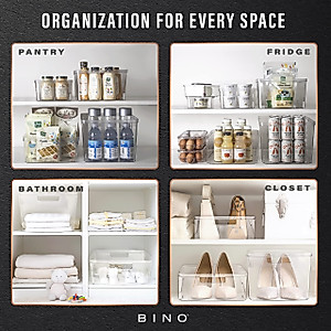 BINO | Plastic Storage Bins, Medium - 2 Pack | THE LUCID COLLECTION | Multi-Use Organizer Bins | Built-In Handles | BPA-Free | Clear Storage Containers | Fridge Organizer | Pantry & Home Organization