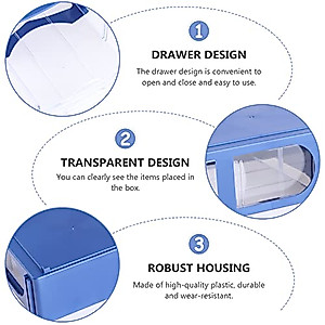 CIYODO 6 pcs Bin Organizer Plastic Drawer Items Component Parts Stackable Multifunctional Pantry Cabinet Blue Compartments Sundries Kitchen Storage for Small Hardware Style Household