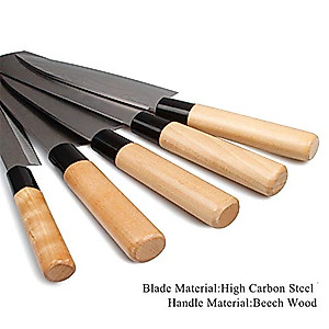 LIUZHANGYU Waterboss Sushi & Sashimi Chef’s Knives,Set of 5 Japanese Sushi Chef Knives - Sashimi-Santoku-Nakiri-Deba Knife,Ultra High Carbon Steel Blades