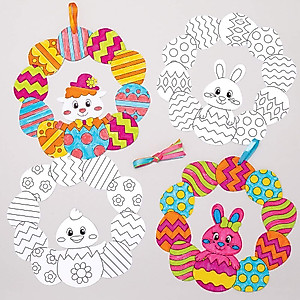 Baker Ross AT528 Easter Color in Wreaths - Pack of 8, Creative Art and Craft Supplies for Kids to Make and Decorate
