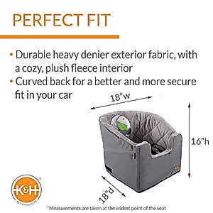 K&H Pet Product Bucket Booster Dog Car Seat with Dog Seat Belt for Car, Washable Small Dog Car Seat, Sturdy Dog Booster Seats for Small Dogs, Medium Dogs, 2 Safety Leashes, Small Gray/Gray