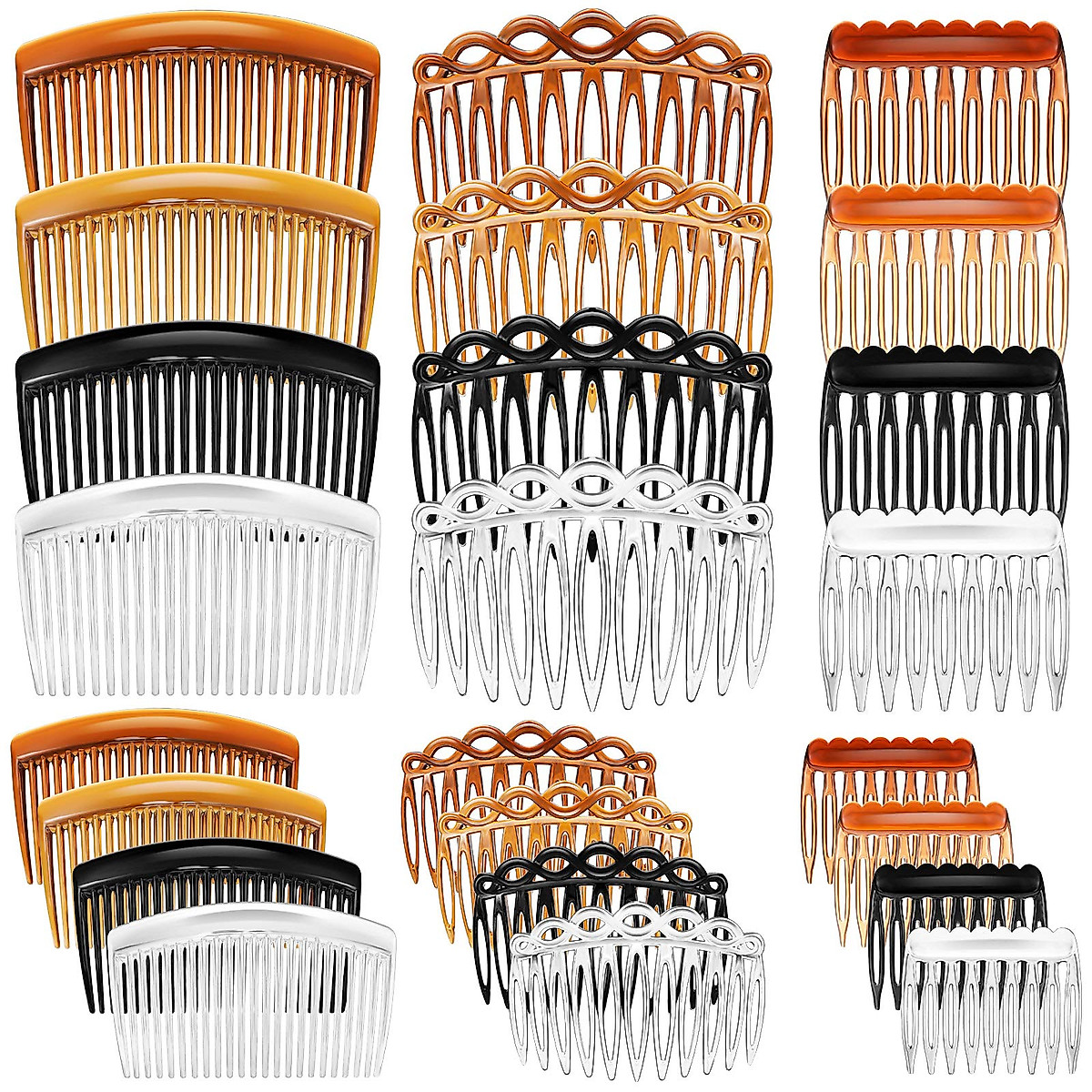 24 Pieces French Hair Side Combs Set Plastic Twist Comb Hair Clip Accessories for Women(9 Teeth Side, 11 Teeth Side, 23 Teeth Side)