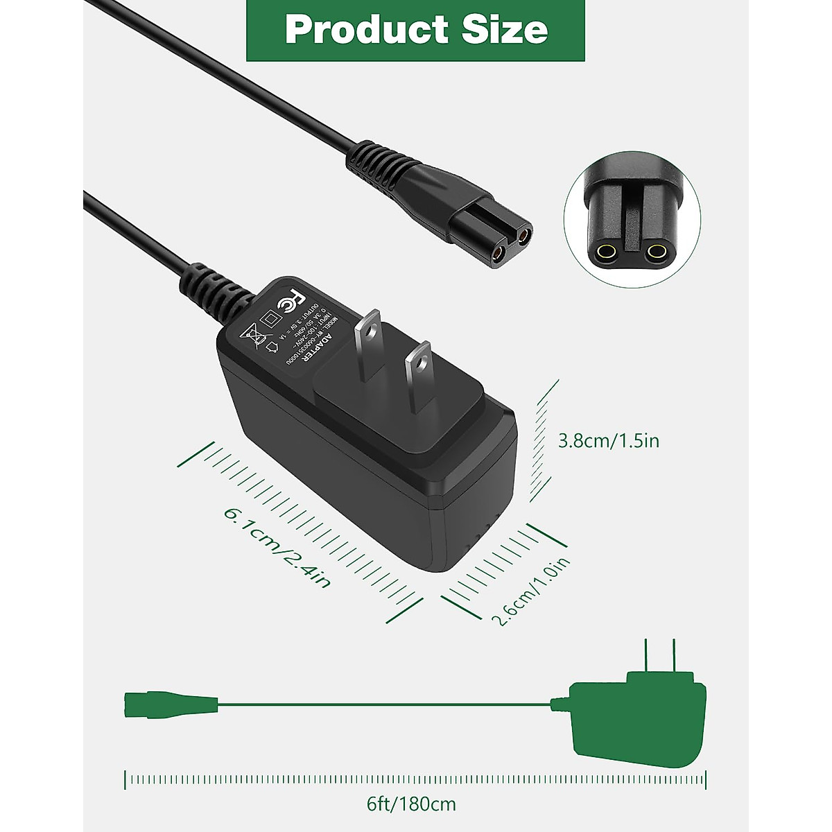 Charger for Wahl Trimmer 9818L 9818 9888L 9854L 9876L 9864 Shaver Groomer Clipper, 4.2V AC Adapter for S003HU0420060 S004mu0400090 9854-600 97581-405 9867-300 79600-2101 97581-1105, JOVNO Power Cord