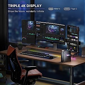 [Mini Gaming PC] Intel Core i9-11900H, up to 4.9GHz, 16GB DDR4 Dual Channel 512GB M.2 NVMe SSD, Mini PC [3 Adjustable Mode/RGB Lights] Mini Computers 4K Triple Display, Desktop Computer WiFi6, BT5.2