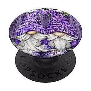 Cute Purple Aesthetic Anemones Flower Pattern Lavender Gnome PopSockets Swappable PopGrip