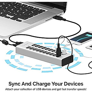 SABRENT 90W 20 Port USB 2.0 Fast Charger, 12V Power Supply Included (AX-P20C)